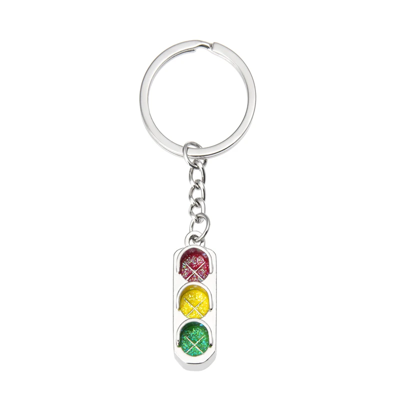 Safety Traffic Light Keychain Custom Cartoon Style Zinc Alloy Carabiner ...