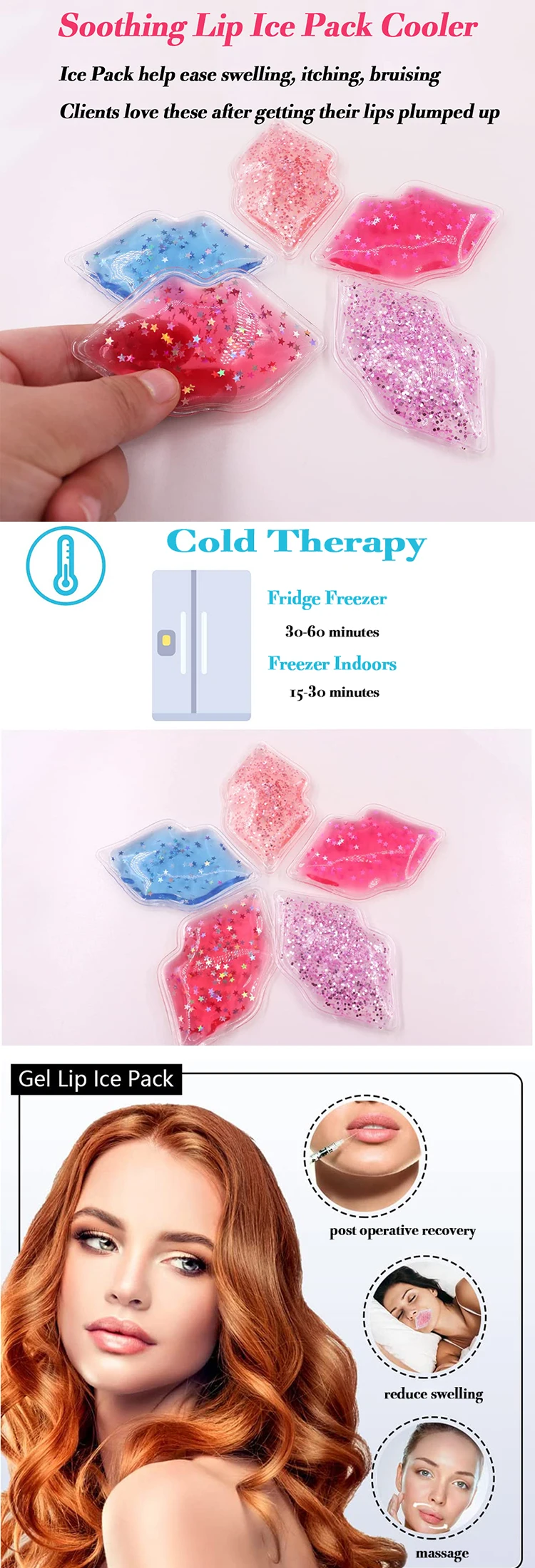 2019 Reusable Lip Ice Pack - Cool Ice Gel with Logo Print