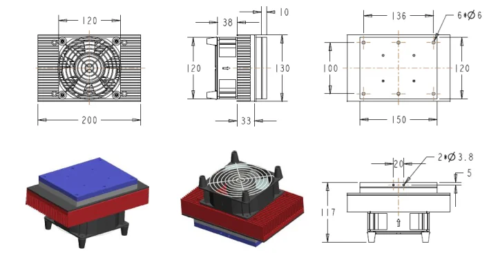 Custom Design Thermoelectric Cooling Plate - 70W TEC