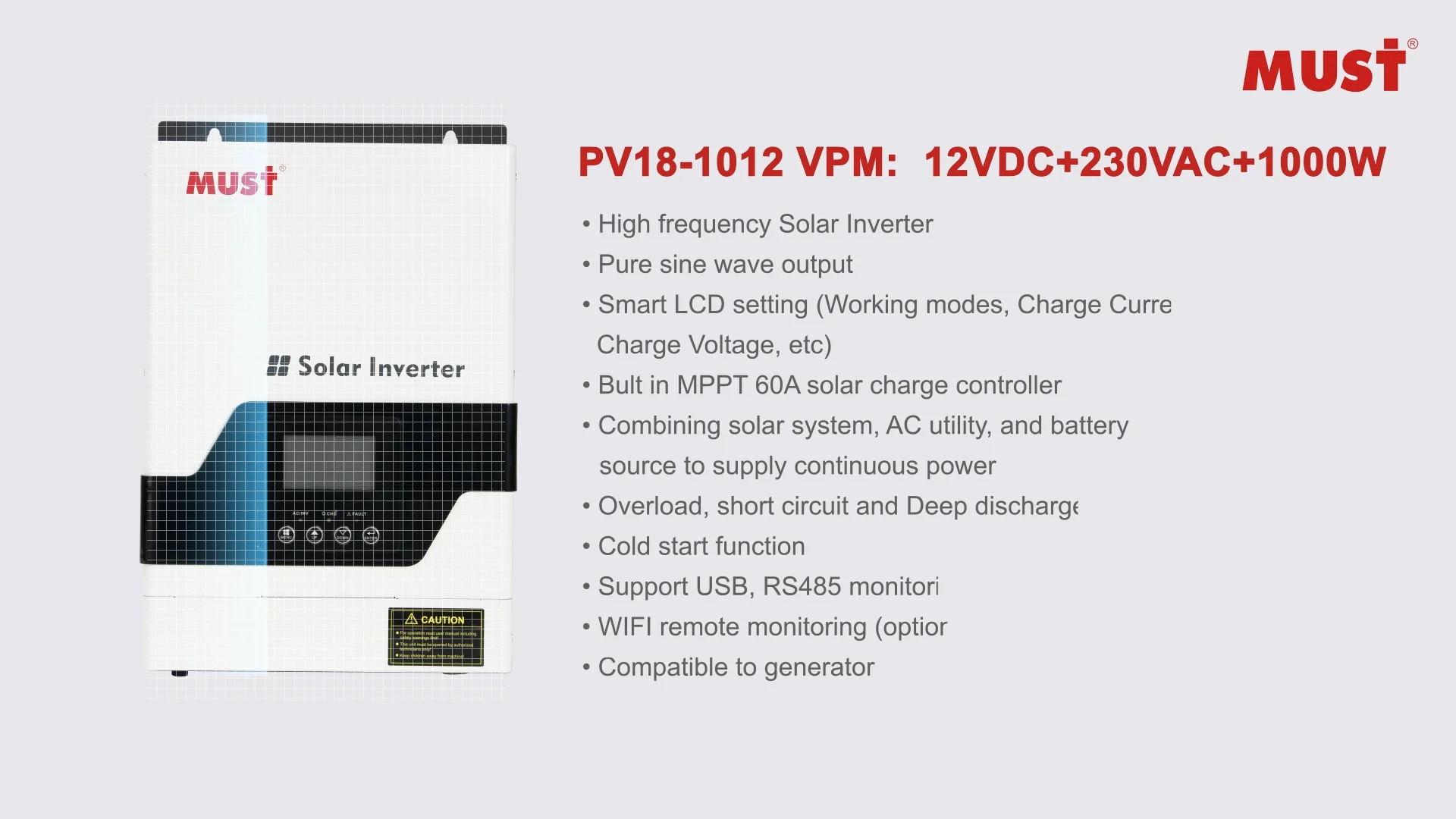 Must Fast Delivery 3kva 5kva Solar Inverter 24v 48v Solar Hybrid ...