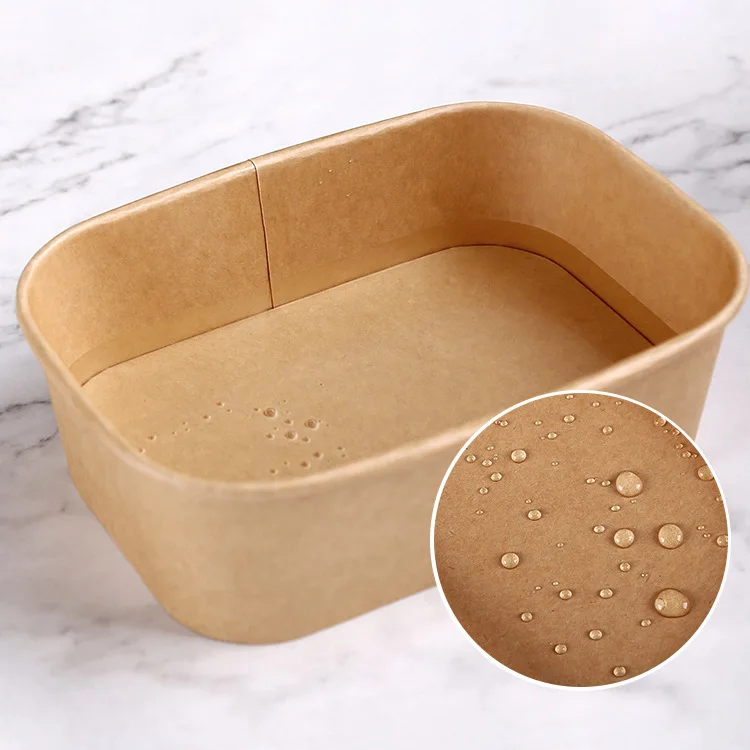 Minlo Eco-Friendly 1000ml Disposable Salad Bowl Square White Paper Rice ...