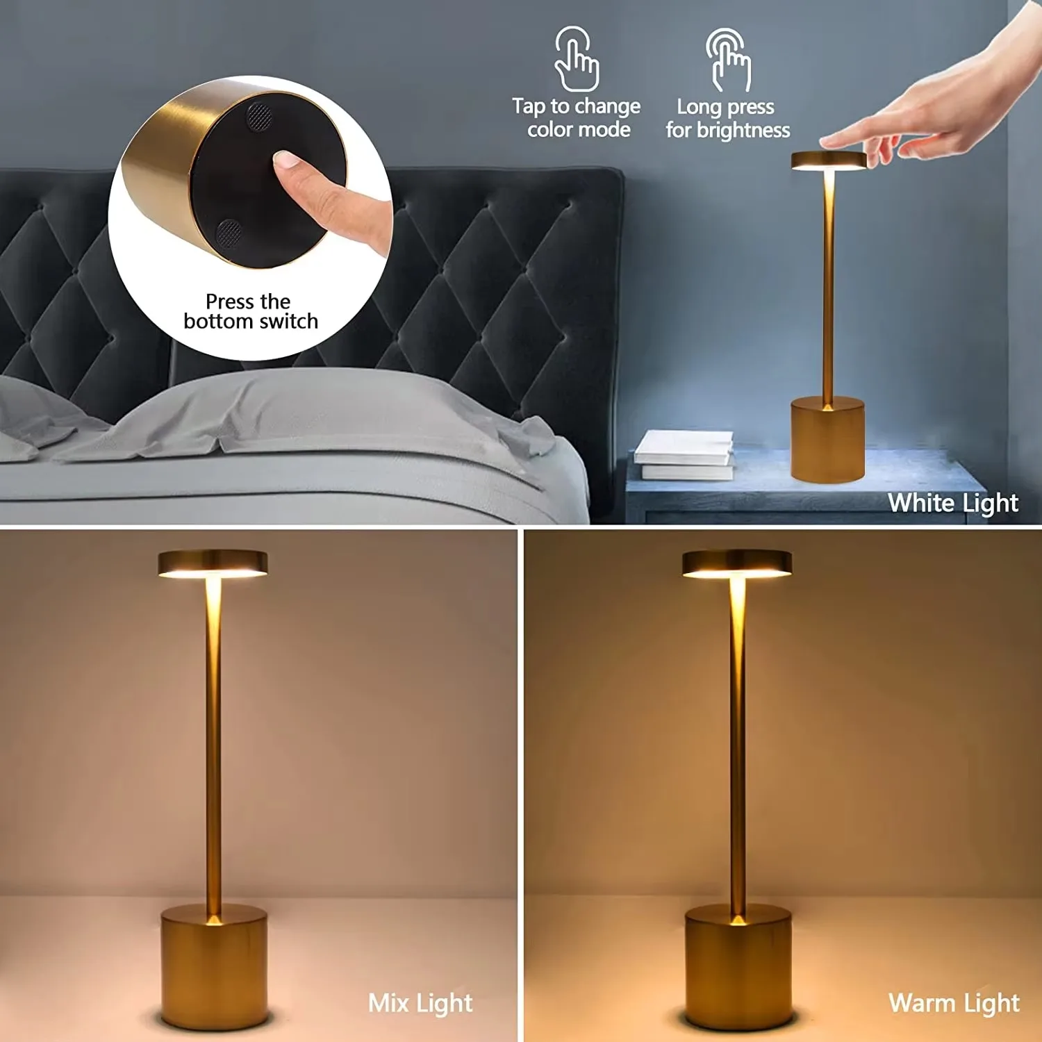 Modern Metal Cordless Rechargeable LED Desk Light MYT L35 for ...