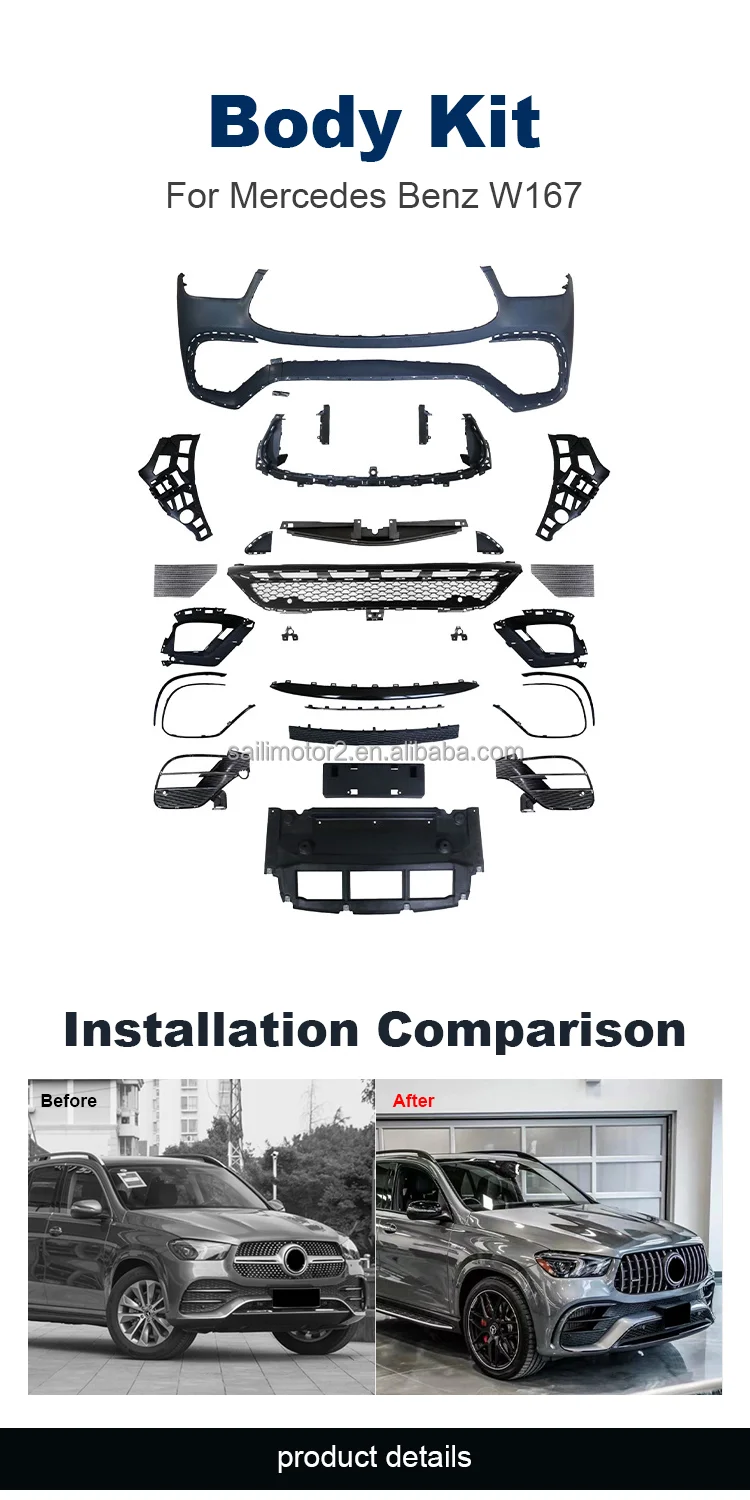 GLE-Class W167 Front Bumper Modifications Body Kit for Mercedes-Benz ...
