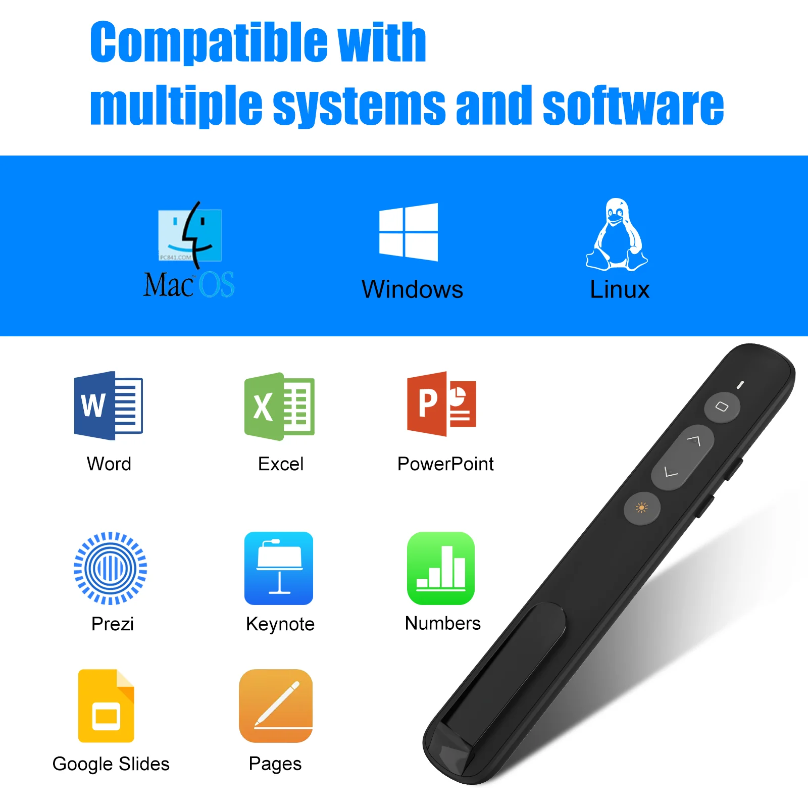 Wireless Presenter With Laser Pointer Red Pointer 2-in-1 Remote Control Usb Type C Presentation ...