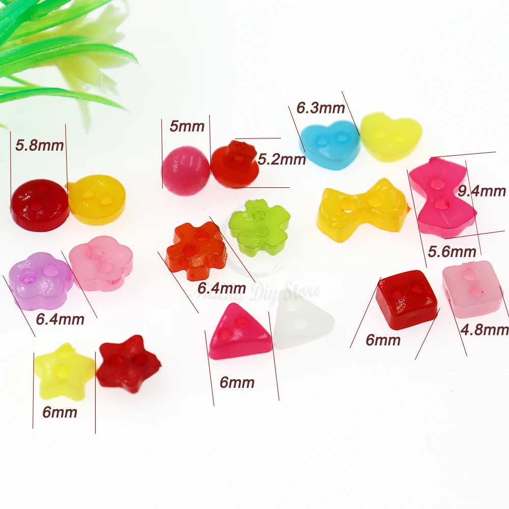 6mm Mixed Colorful Mixed Shapes 6mm Mini Plastic Buttons For Small Doll ...