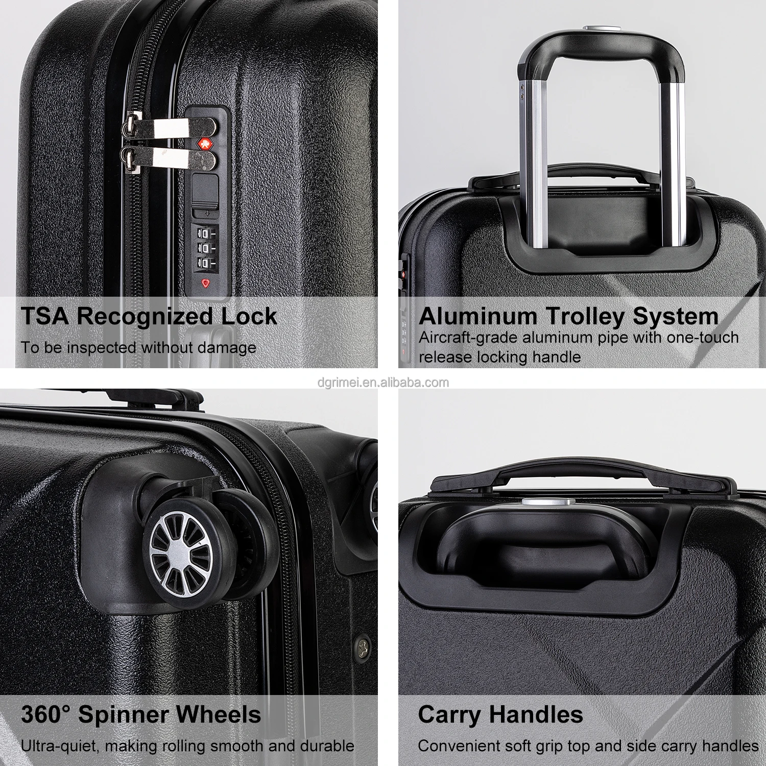 ABS 360 Degree Hard Side Travel Style Suitcases Trolley Luggage Bag Set