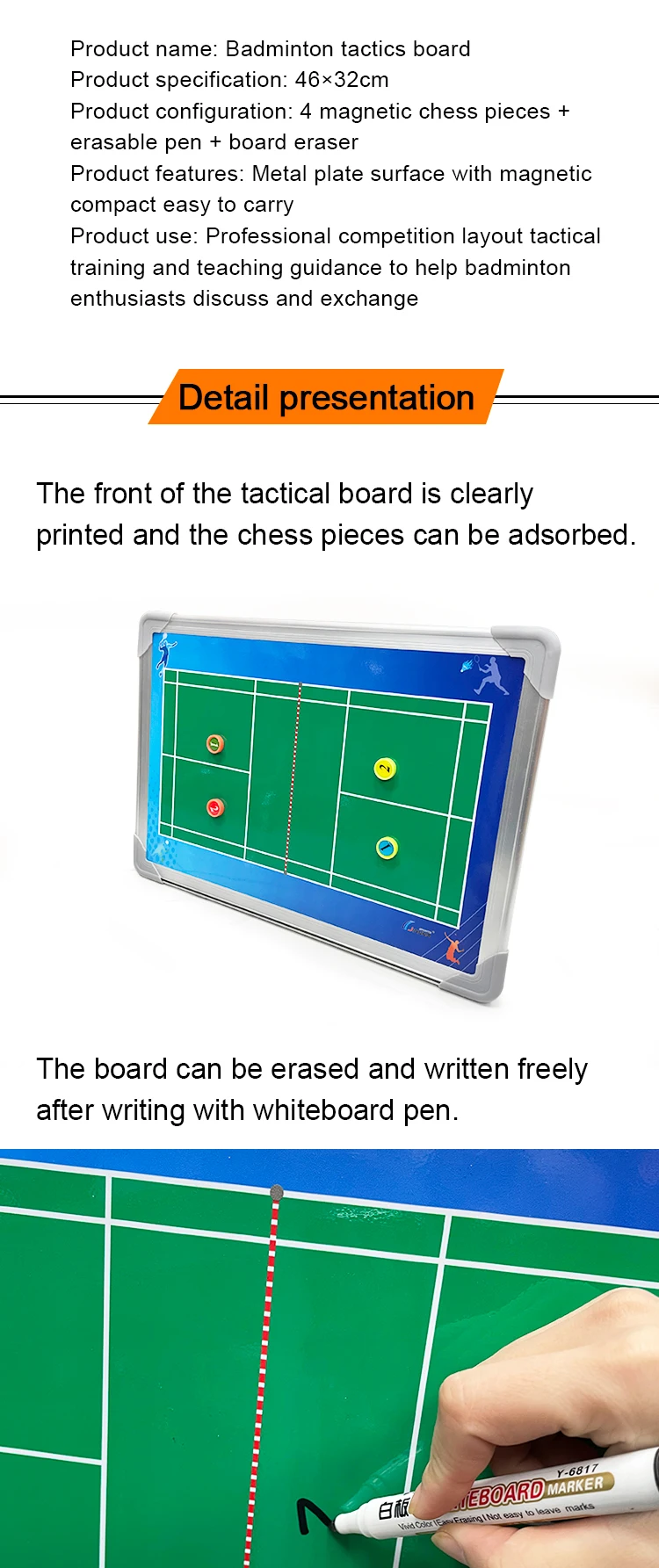 Magnetic Badminton Coaching Board - Portable Tactics Board with ...