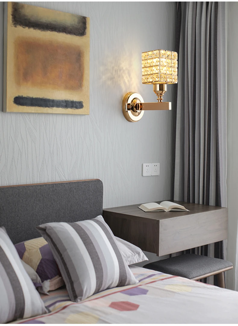 Modern Luxury Crystal Wall Light Indoor Gold Wall Mounted Light For ...