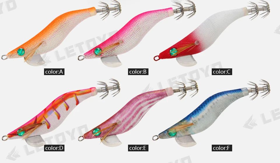 Letoyo Squid Jigs 2.5# 3.0# 3.5# Squid Lure Artificial Shrimps With Squid Hook Jigging Baits For ...
