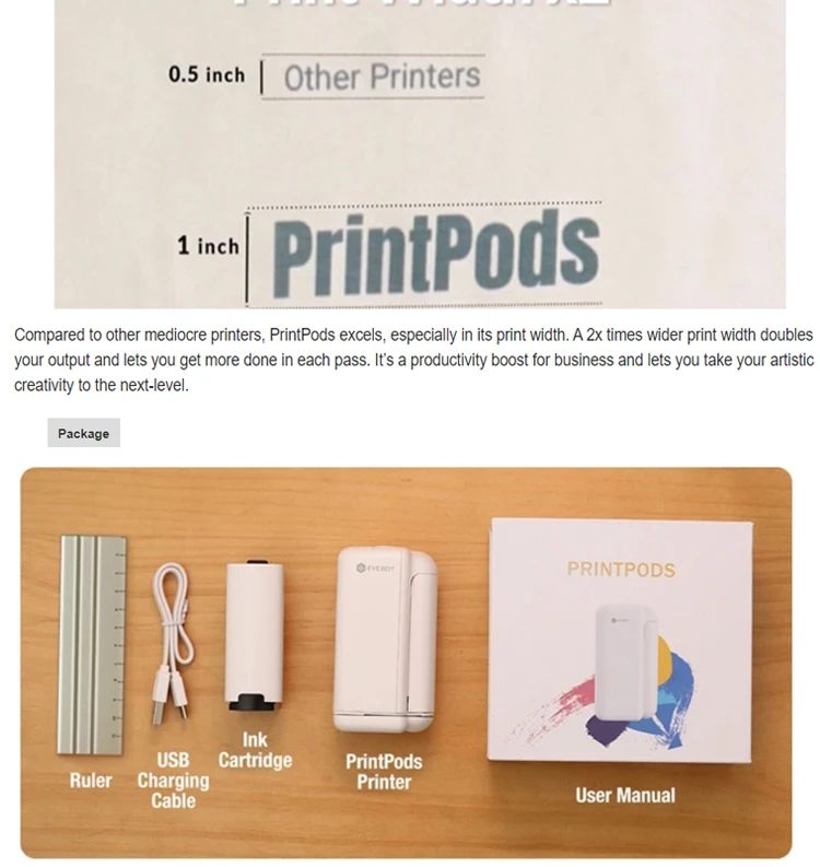 EVEBOT Printpods - Handheld Inkjet Printer for Logo Custom