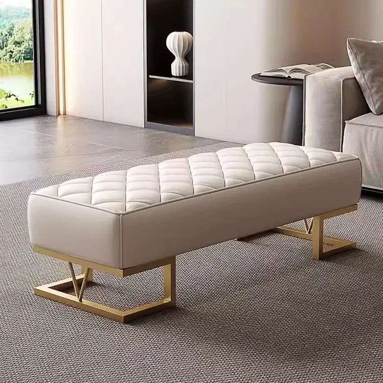 Luxurious Modern Entryway Shoe and Changing Bench Ottoman