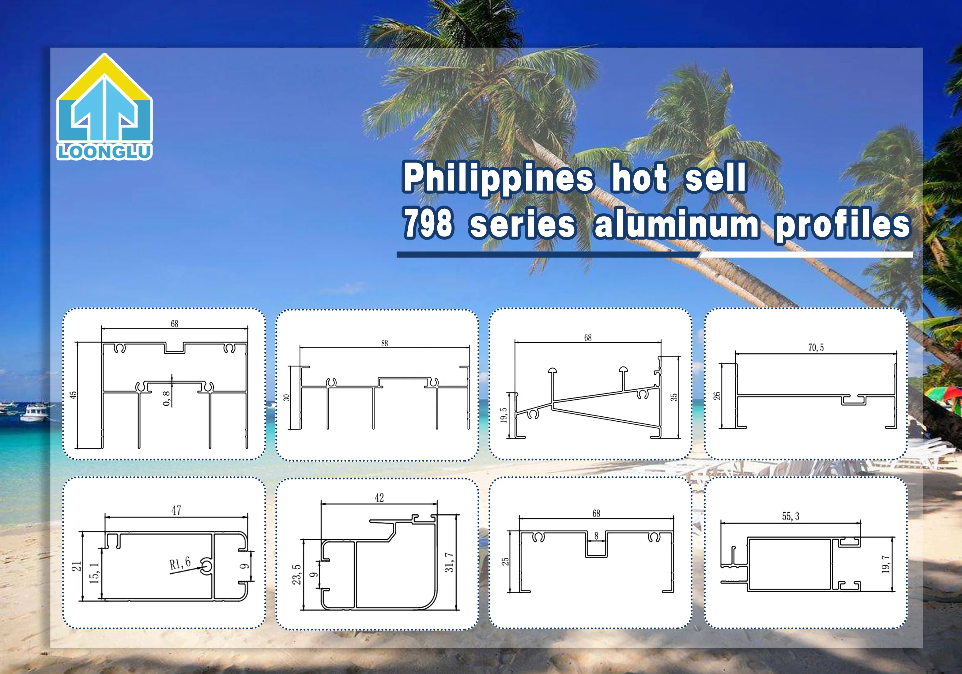 Philippine Market Powder Coating Aluminium Sections 798 Series Sliding ...