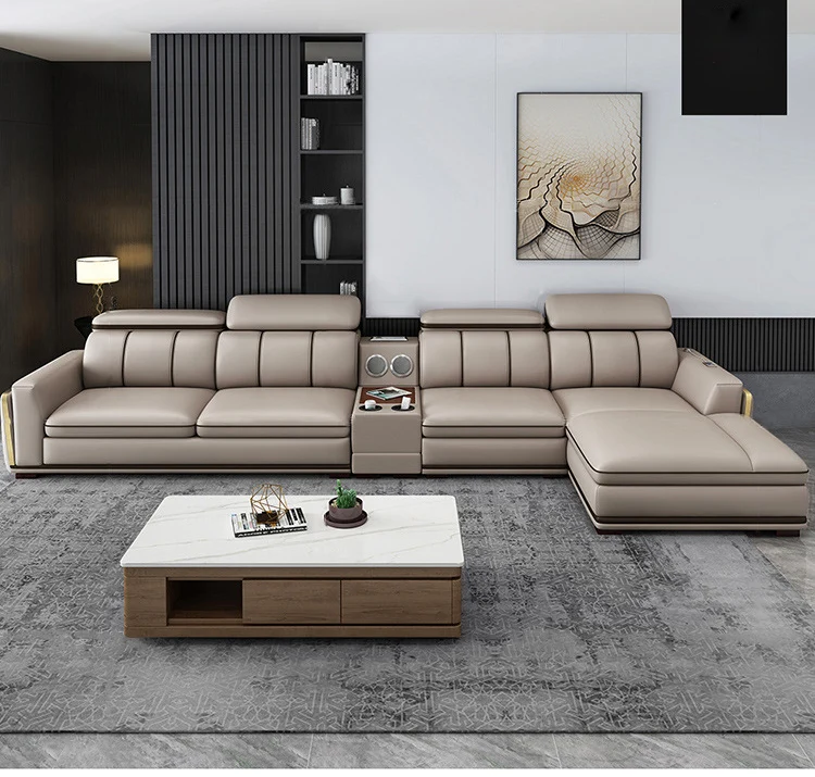 Modern Luxury Living Room Furniture - Leather L Shape Sofas