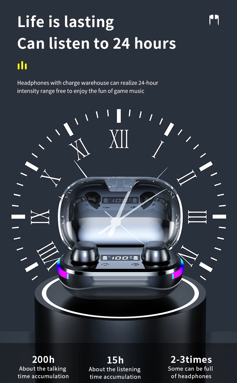 K10 TWS True Wireless BT5.3 Earphones - LED Control, Waterproof