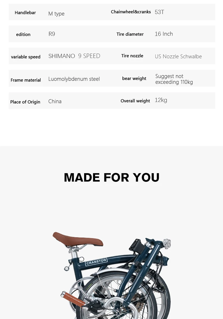 CRANSTON Folding Bicycle - Lightweight & Shockproof Frame