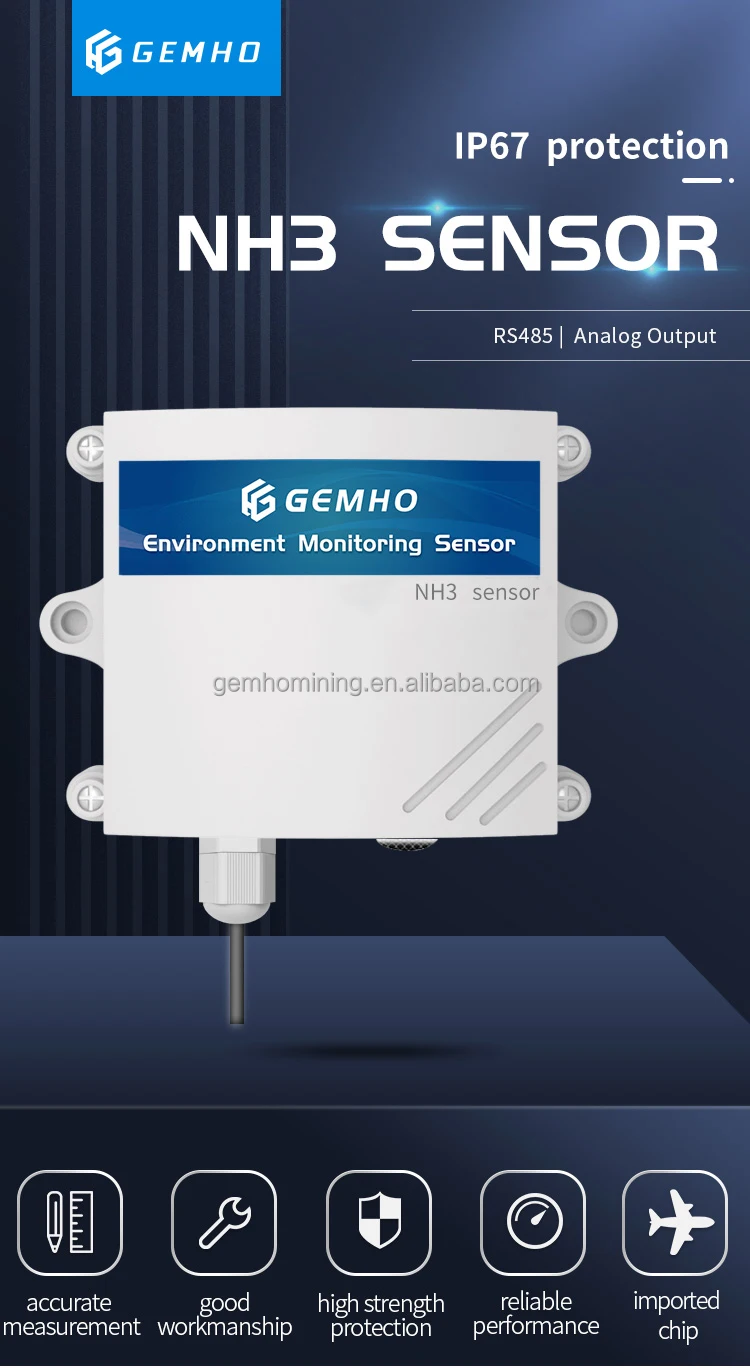 High Sensitive Waterproof NH3 Ammonia Sensor with RS485 Output