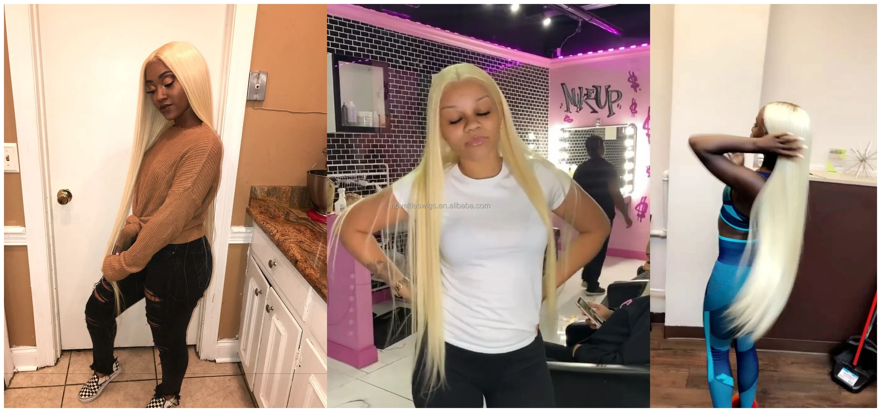 Novelties 40 Inch Golden Blonde Lace Front Wig Blonde Synthetic Lace ...