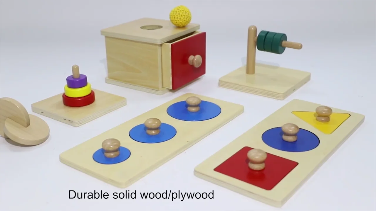 Infant Wooden Educational Children Toy Discs On Horizontal Dowel ...