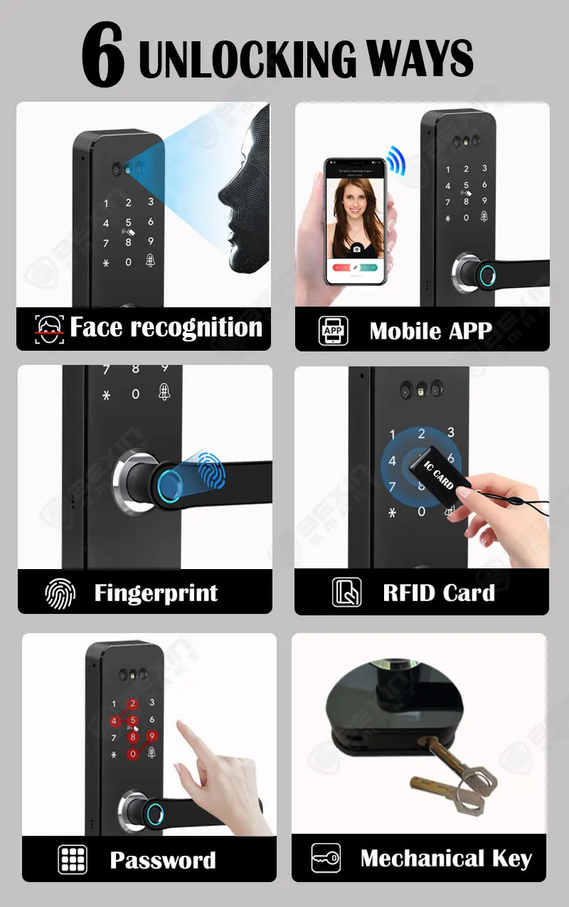 3d Face Recognition Fingerprint Password Door Lock Tuya App With Wifi ...