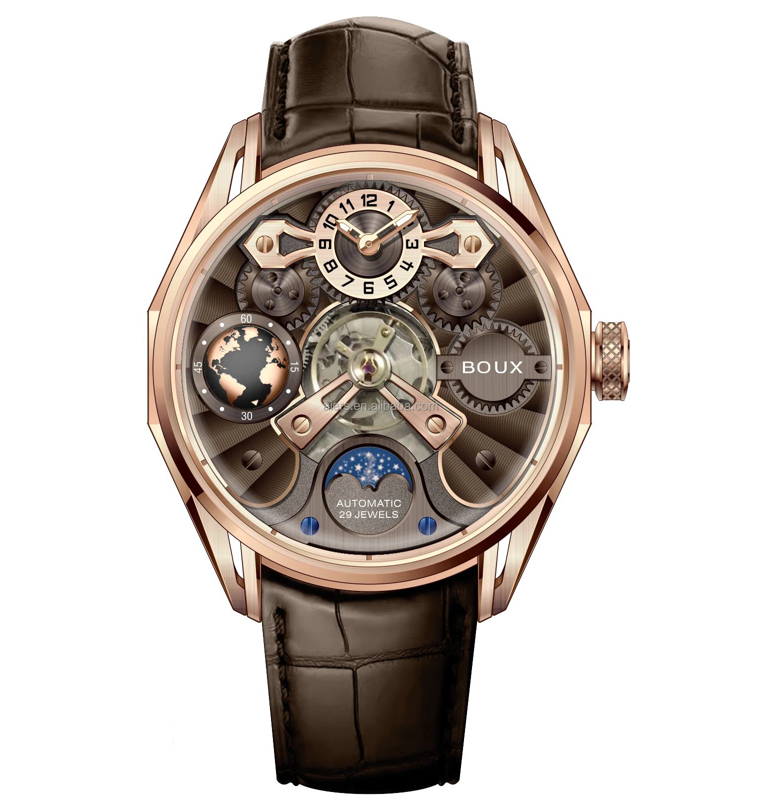 Fashion Brand Watch Mens Wrist Automatic Skeleton Luxury Waterproof ...