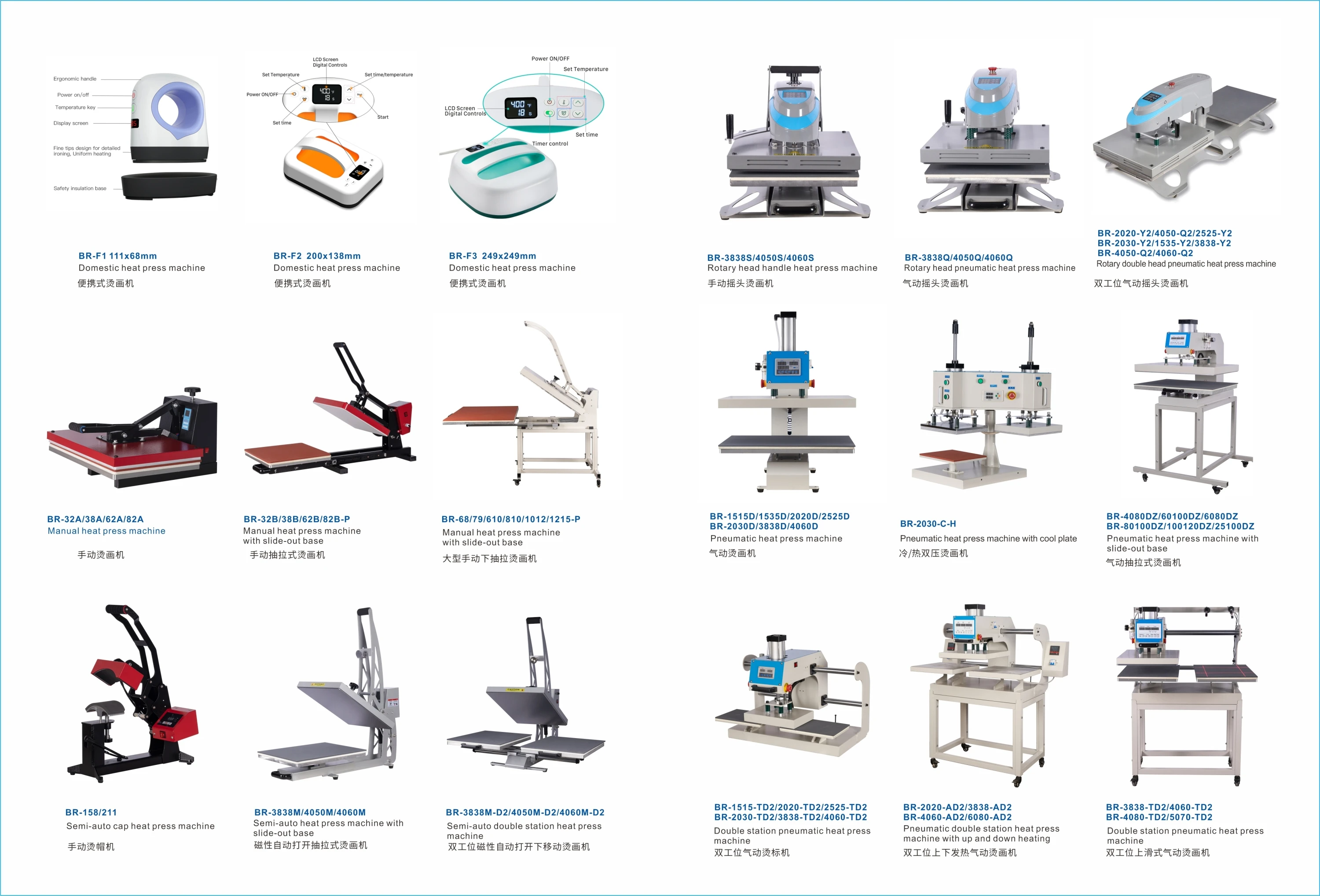 BR-4060-TD2 Up-sliding Pneumatic Double-station Heat Press Machine ...