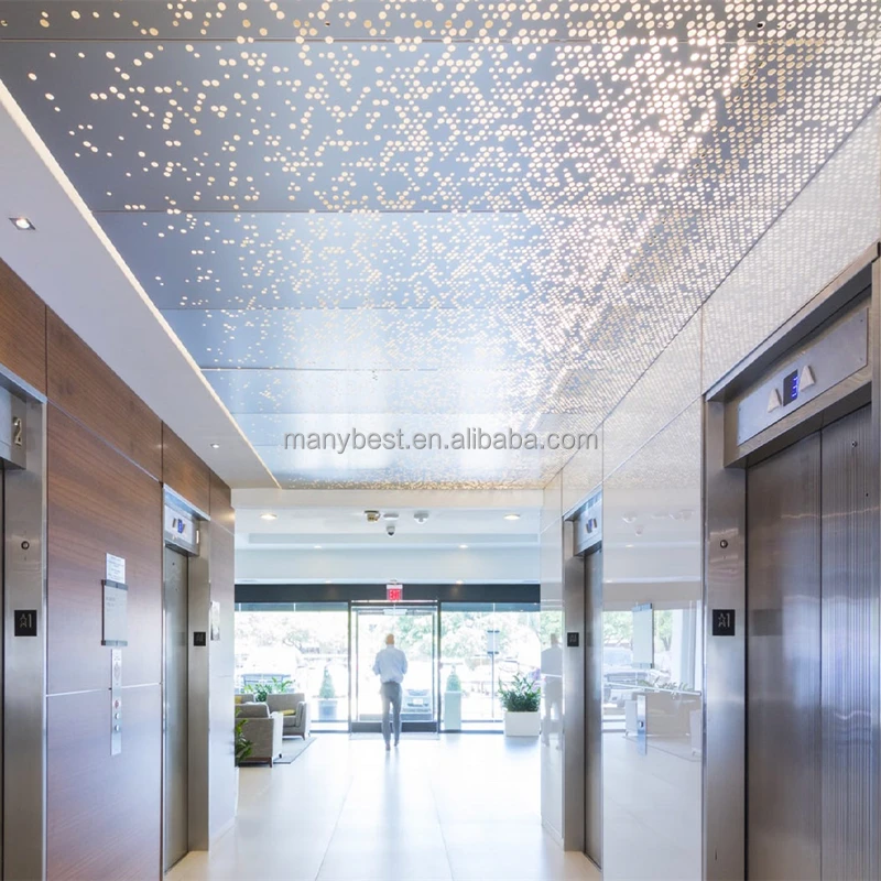 Led Lighting Office Lobby Metal Perforated Decorative Ceiling Tiles ...