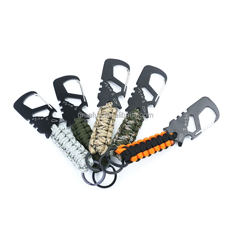 Stainless Steel Carabiner Keychain Paracord Camping Hiking Paracord ...