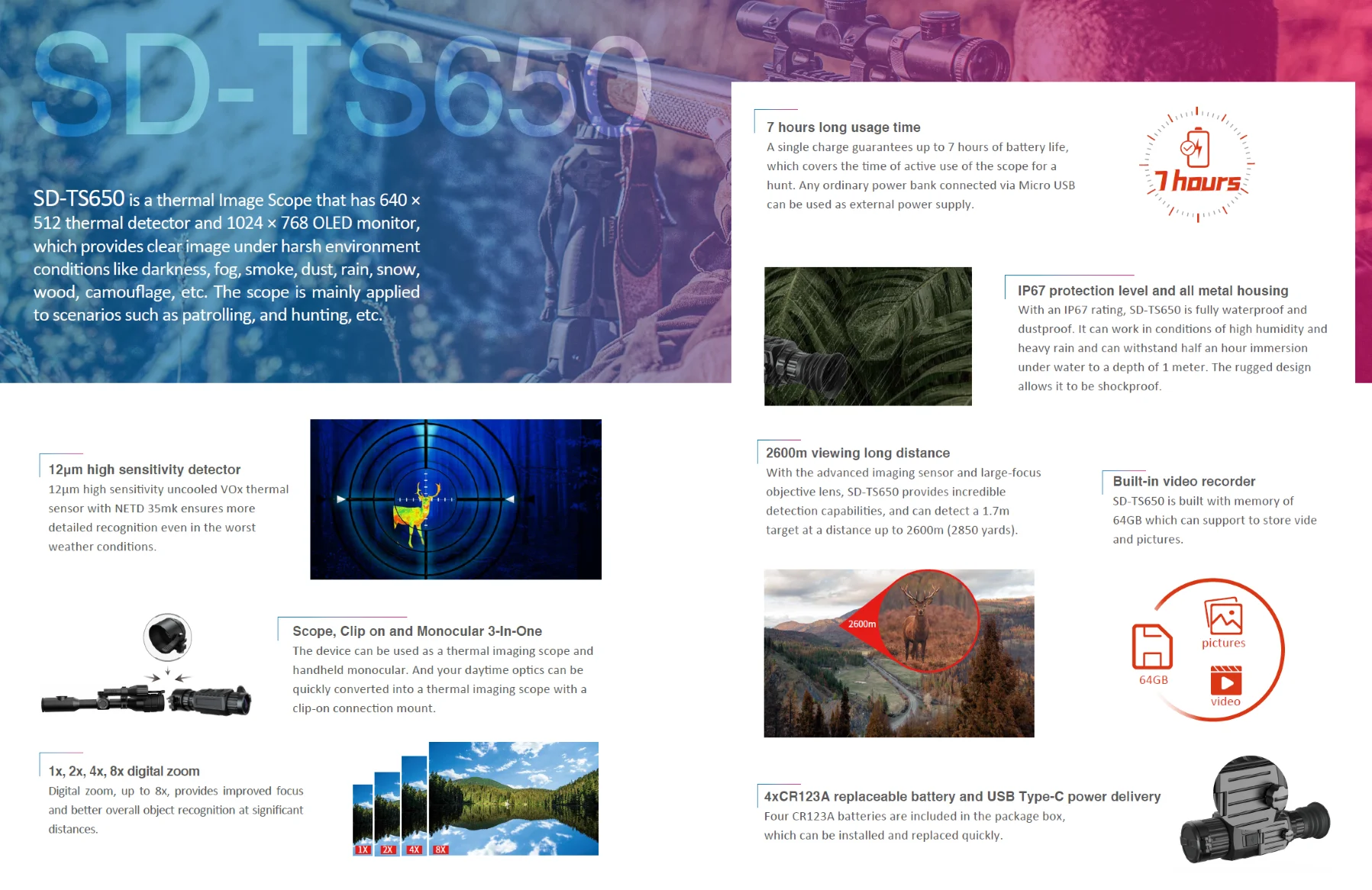 Snadesy SD-TS650 Thermal Scope - Versatile Hunting Tool