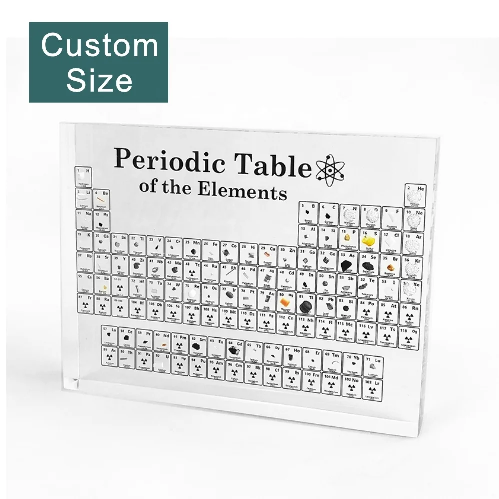 Transparent Acrylic Periodic Table Display With Real Elements Teaching ...