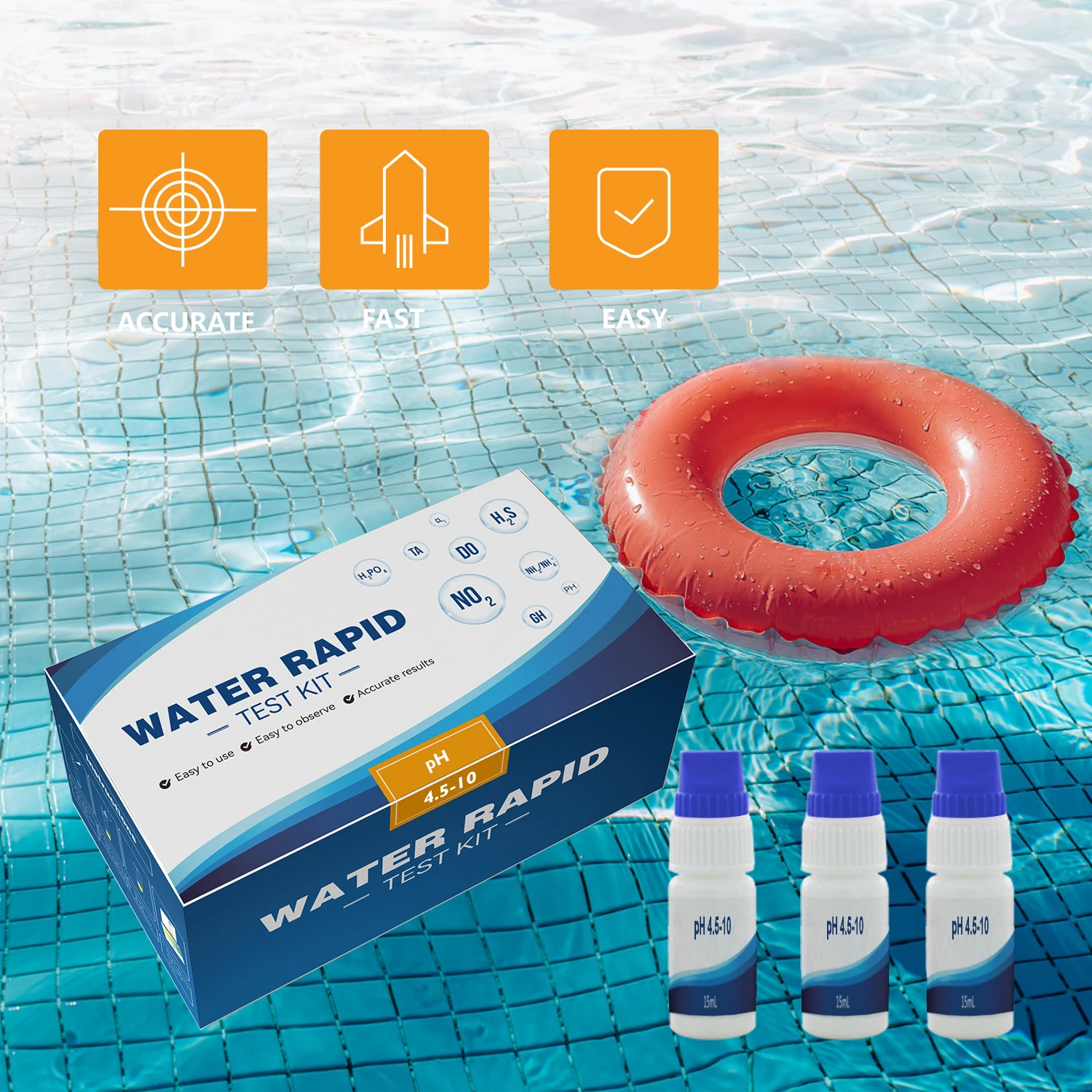 Water Test Kits In Reagent Ph Liquid Testing 4.5-10 Ppm For Pool Spa ...