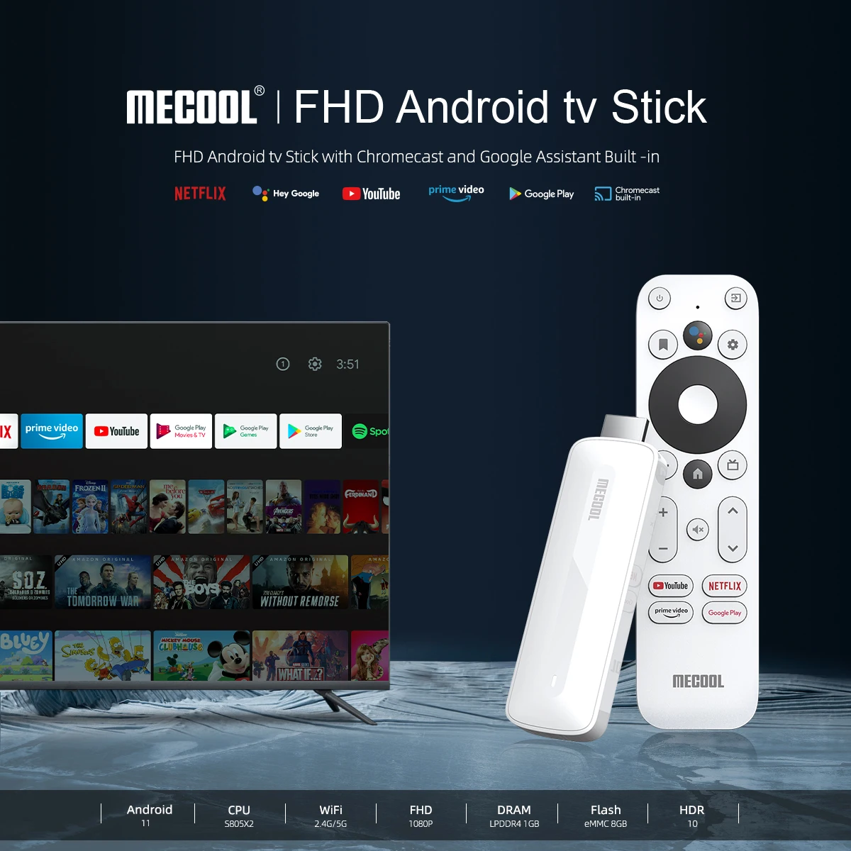 Mecool Kd5 Tv Stick Uhd Ott Amlogic S805x2 1gb 8gb Dual Wifi Android Tv ...