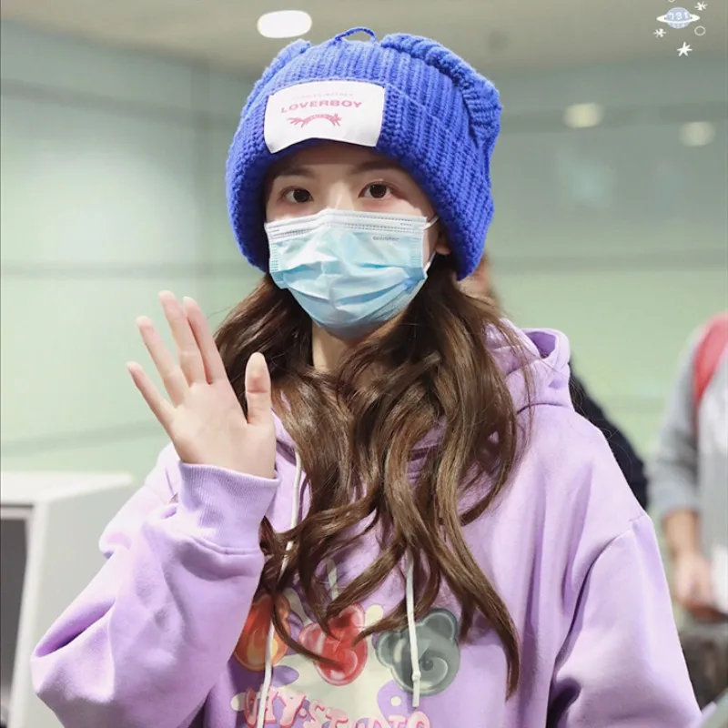 Y2K Style Cat Ear Hat Cute Skull Beanie Hat Knit Wool Felt Cap Warm ...