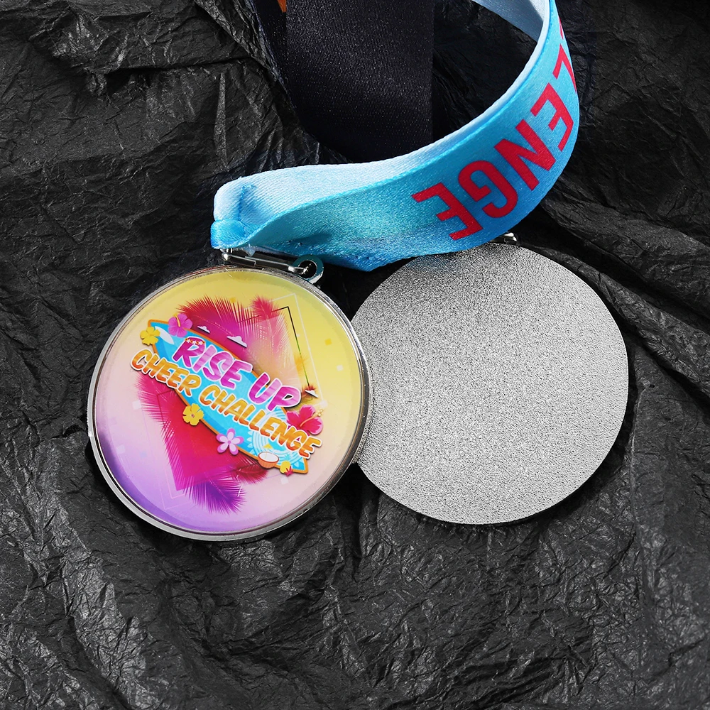 Personalized Logo Round Epoxy Dome Medal Cheer Challenge Virtual Music ...