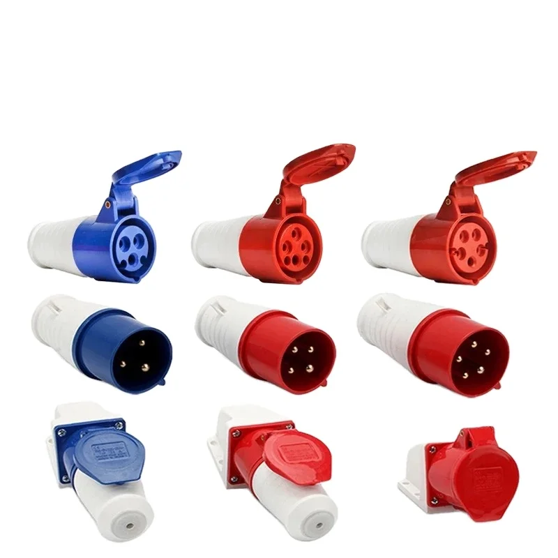 IP44 Industrial Plug and Socket, Waterproof Connector 3PIN 4PIN 5PIN 16A/32A Electrical ...