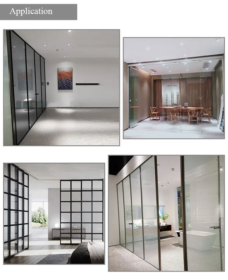 Living Room Divider Aluminium Frame Office Glass Partition Wall With ...