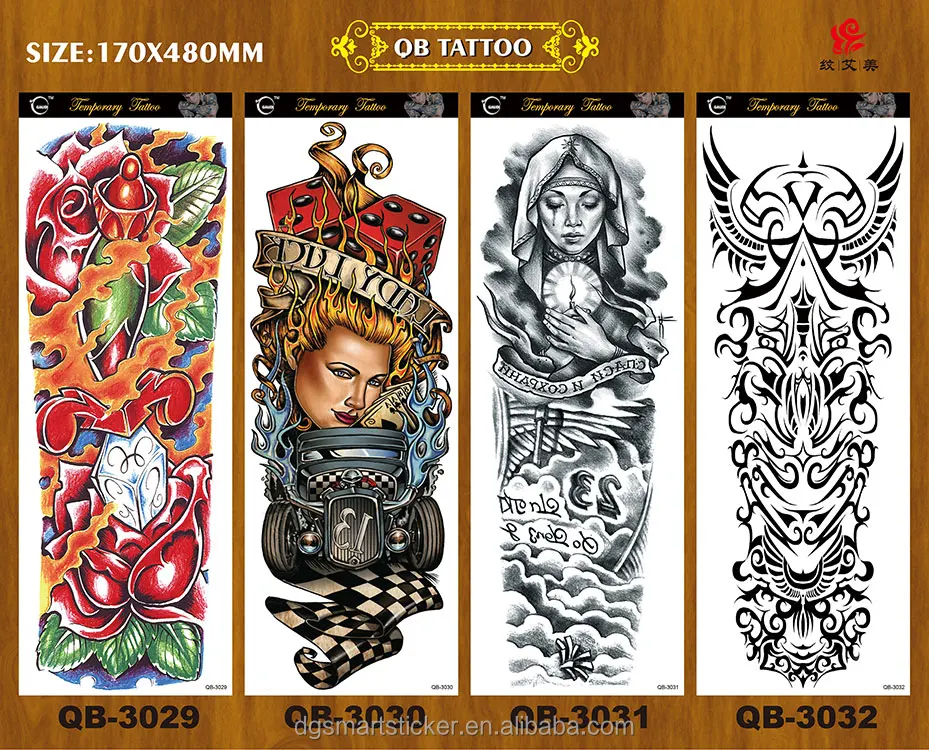 Custom Waterproof Temporary Full Arm Large Size Tattoo Sticker All ...