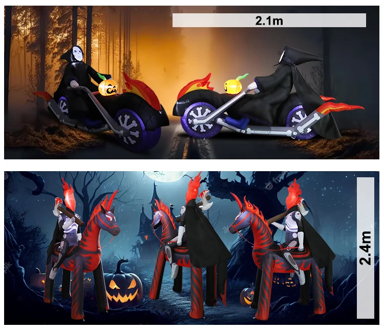 Halloween Inflatable Ghost Riding Motorcycle With Led Light Lighted ...