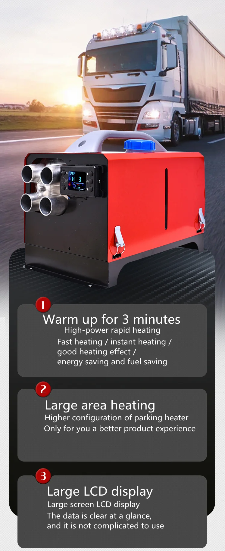 DC 12V/24V /AC 220V Portable Parking diesel Heaters for Bus Truck Home ...