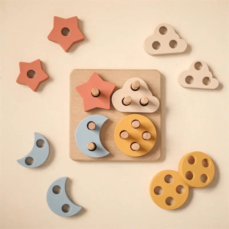 Educational Wooden Toy Geometric Shapes for Kids Learning