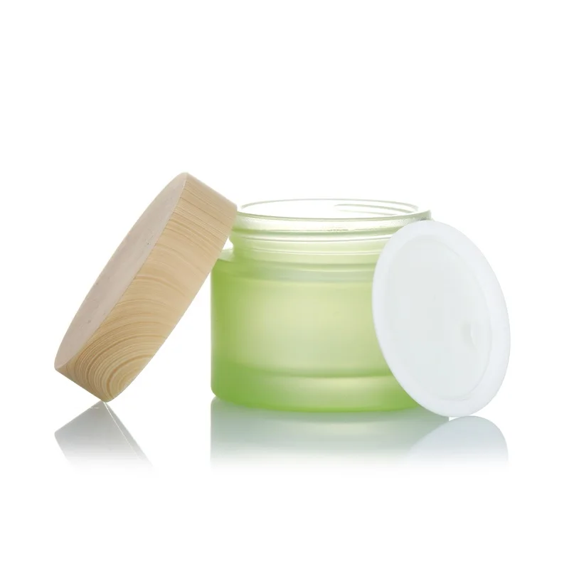 Empty Light Green Frosted Glass Cosmetic Packaging Sets