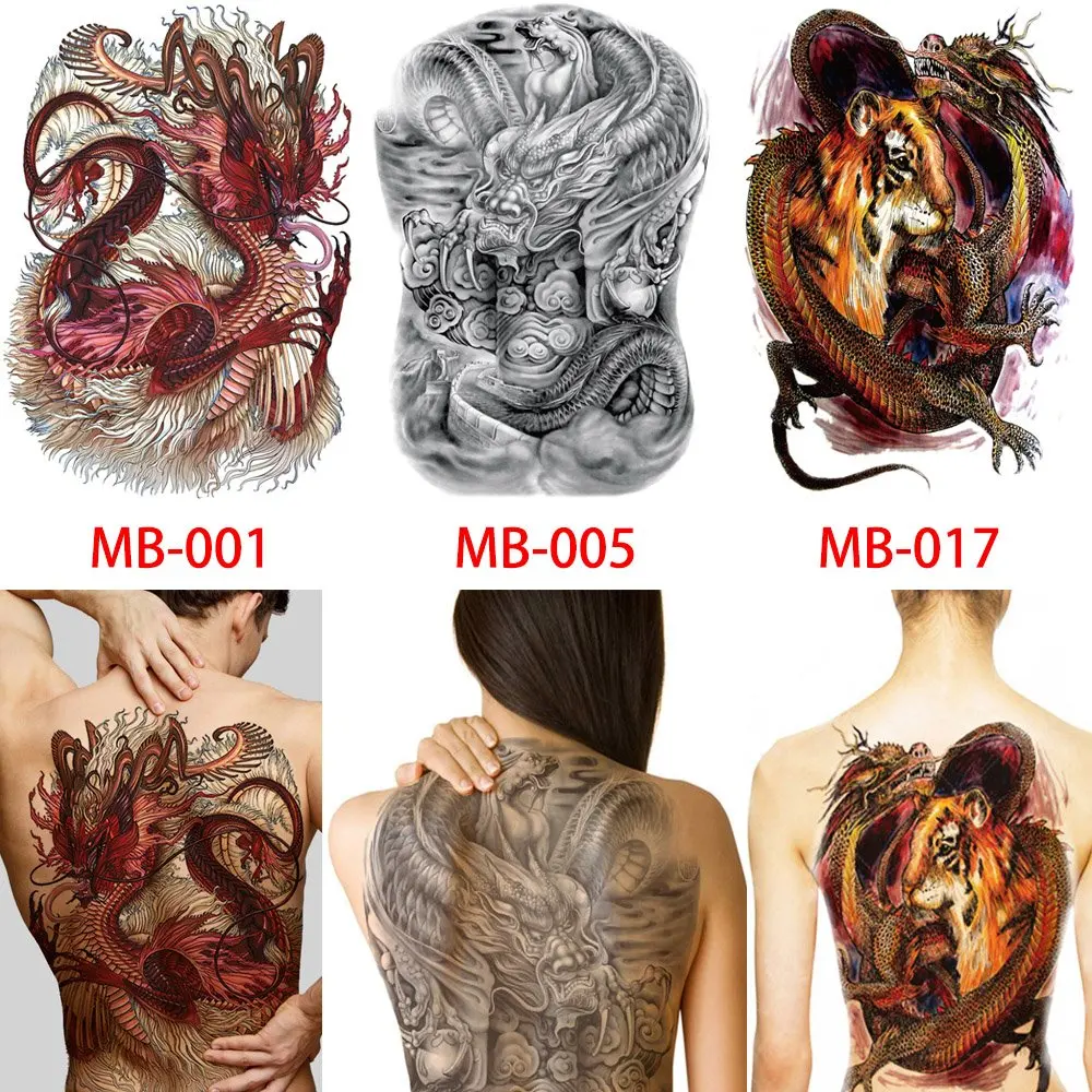 Mb 1-43 Cool Large Size Temporary Tattoo Men's Full Back Tattoo Sticker ...