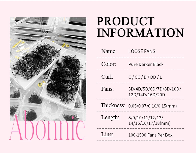 Abonnie Korean Pbt Fibers Promade Fans 500 1000 Box Loose Pre Made Fans ...