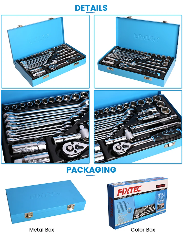 FIXTEC Ratchet Handle 72teech Spark Plug Socket Set