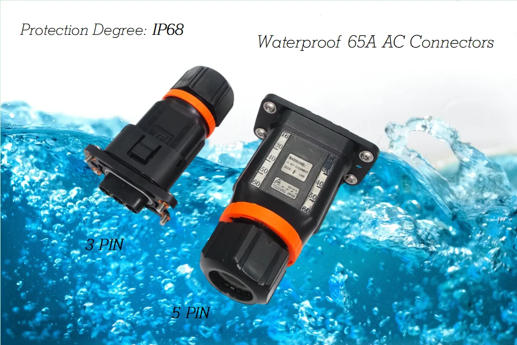 HD 65A 5 Pin IP68 10KW Household Hybrid Inverter AC Connectors Factory ...