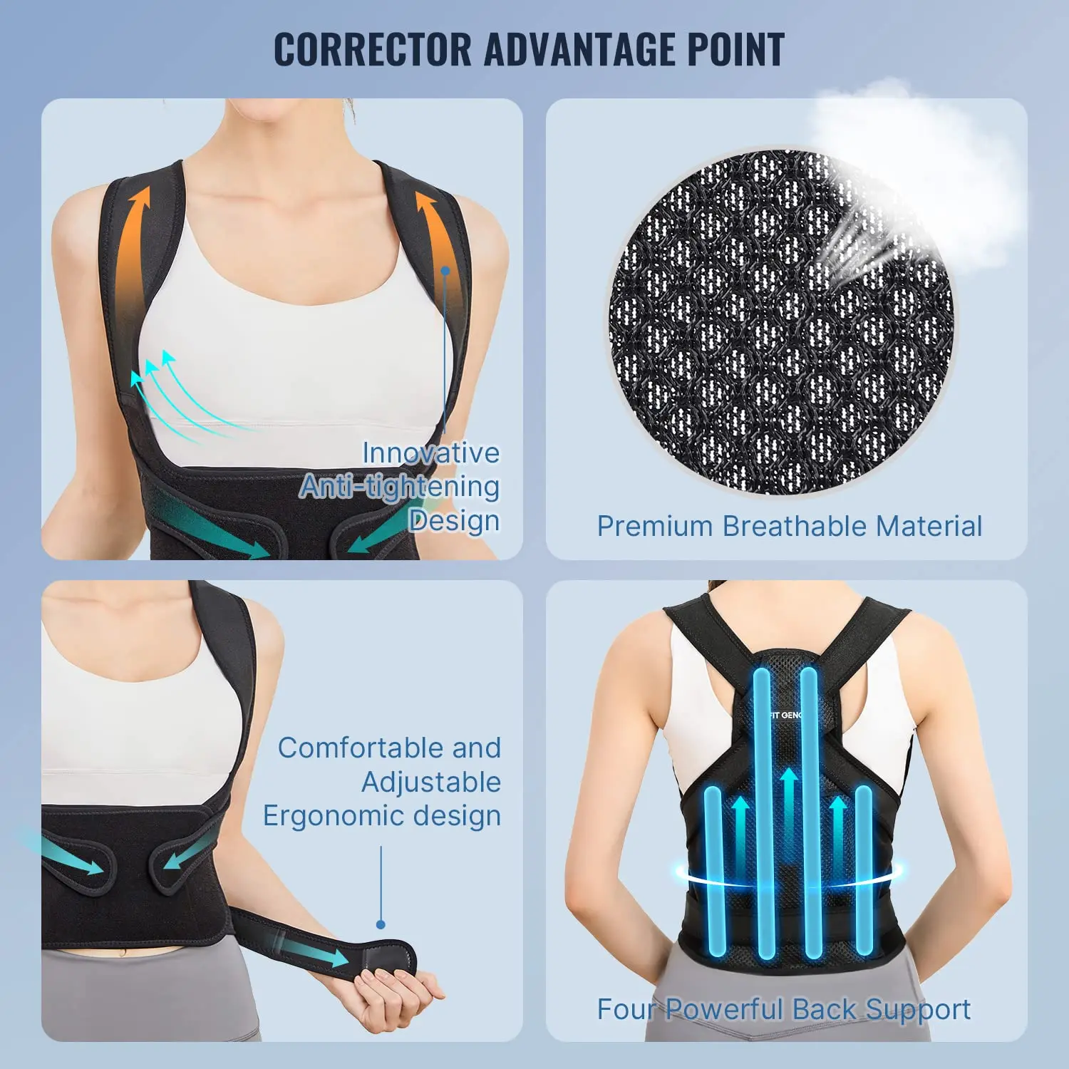 Hunchback Posture Corrector Belt - Adjustable Back Brace