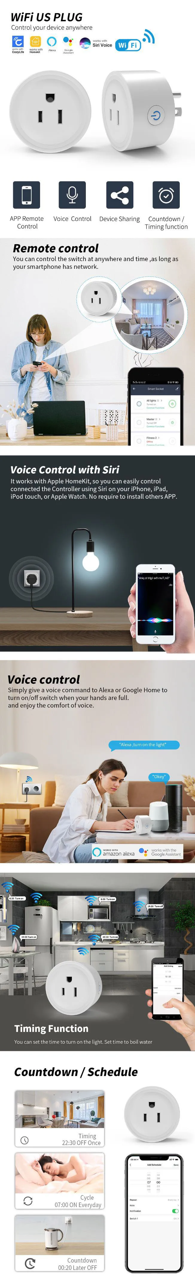 Cozylife Smart WIFI Homekit Power Plug Socket EU US UK AU