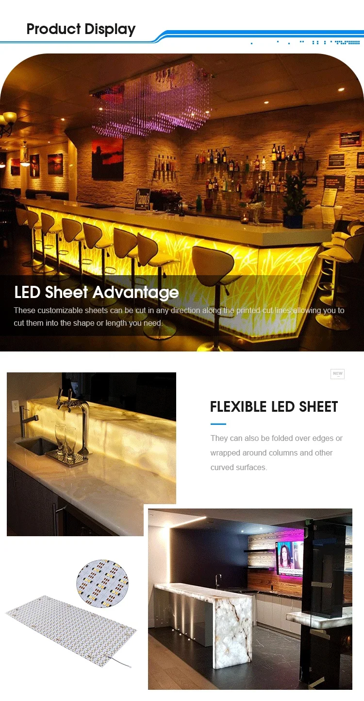 LED Light Sheet 2835SMD CCT Tunable 2700K-6500K for Stone Flex