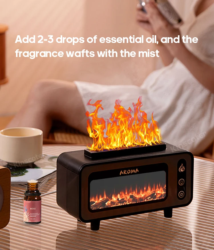 200ml Flame Fireplace Diffuser - Ultrasonic USB Aromatherapy