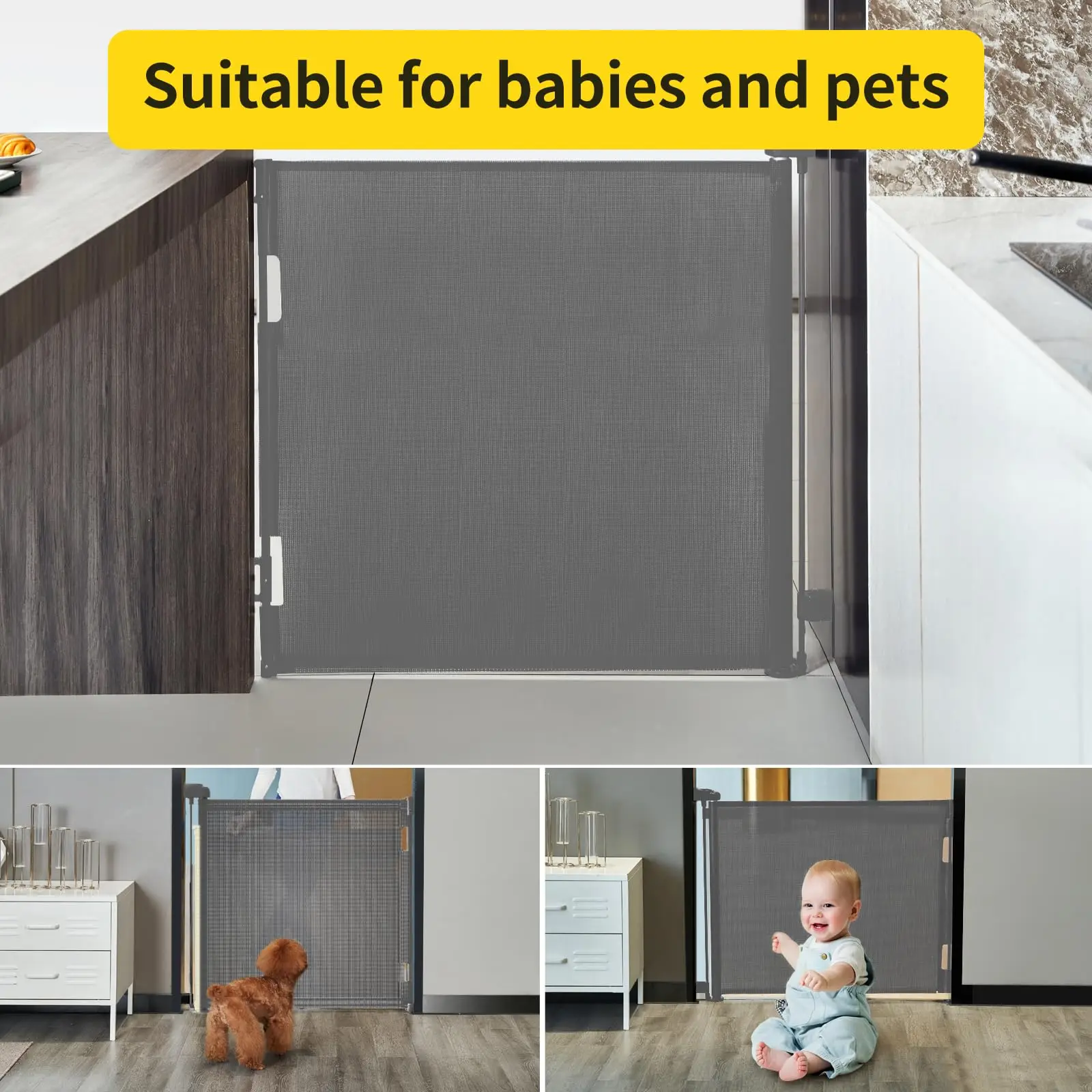 Retractable Child Safety Door Babies Mesh Stairs Guards Customize Child ...