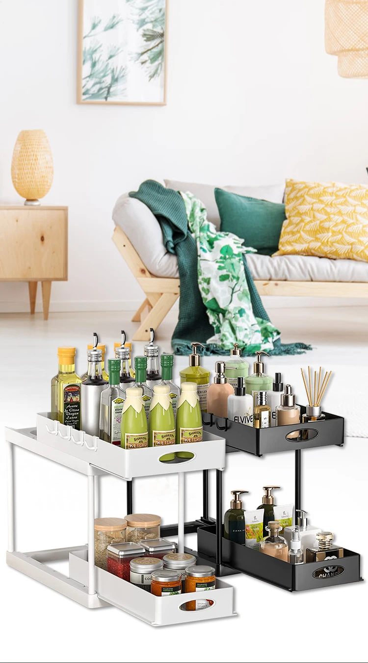 2022 Two Tier Spacekeeper Sliding L Shape 2-tier Plastic Under Sink ...